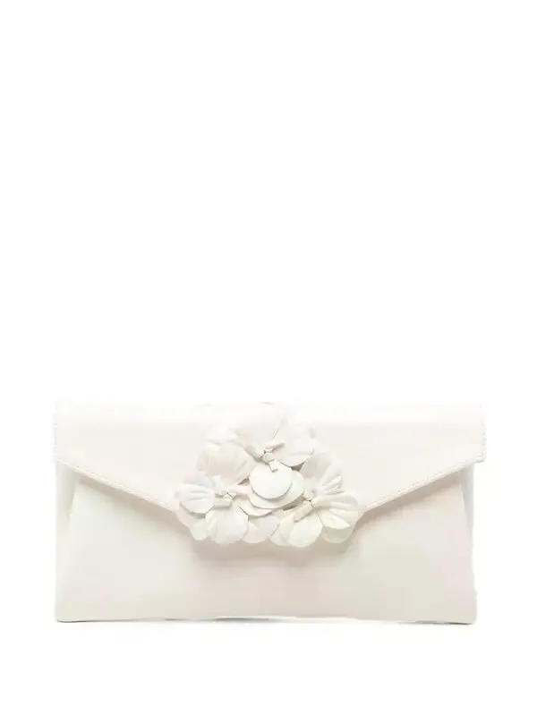 TWENTY FOURHAITCH Floral-appliqué Envelope Shoulder Bag - White