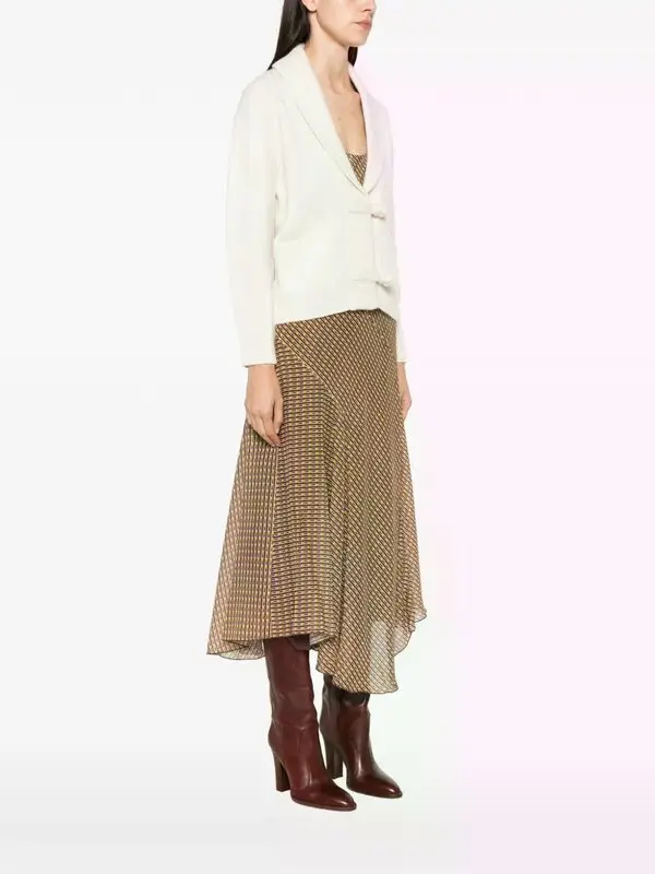 FORTE_FORTE Ribbed-knit Shawl-collar Cardigan