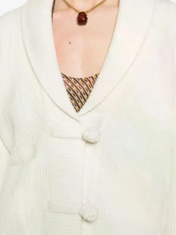FORTE_FORTE Ribbed Knit Shawl Collar Cardigan