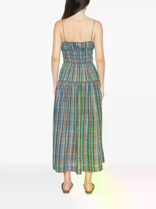 DÔEN Brielle Shirred Plaid Maxi Dress