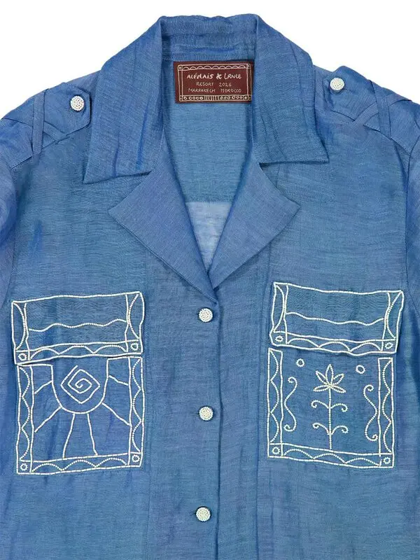 ALEMAIS Alemas Yasmeen Embellished Short-sleeve Shirt