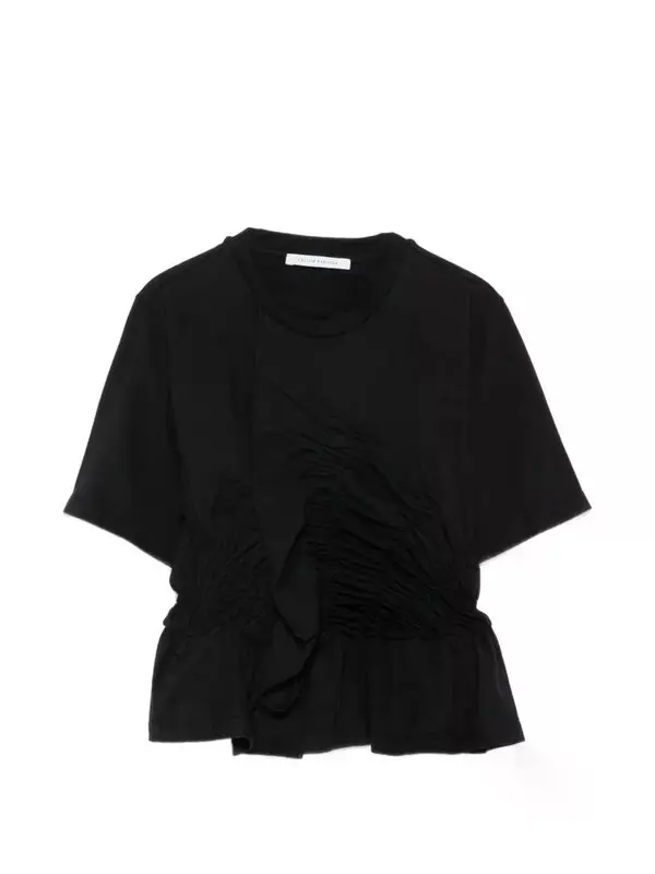 Cecilie Bahnsen Windflower Embroidered Peplum T-shirt - Black