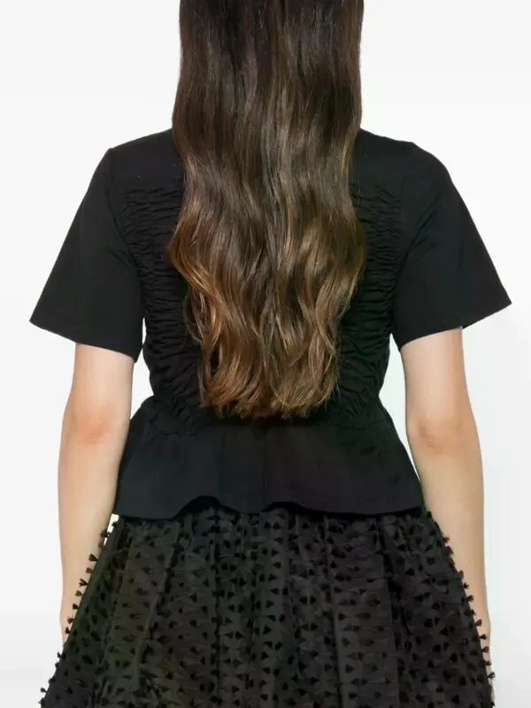Cecilie Bahnsen Windflower Embroidered Peplum T-shirt - Black