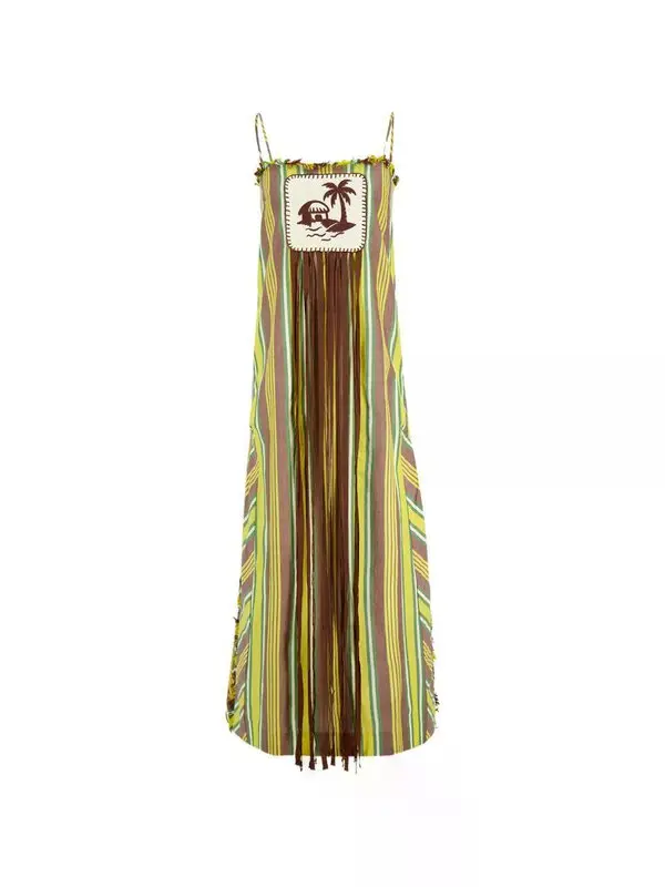 ALEMAIS Maxi Dress With Graphic Patch And Fringe Detail