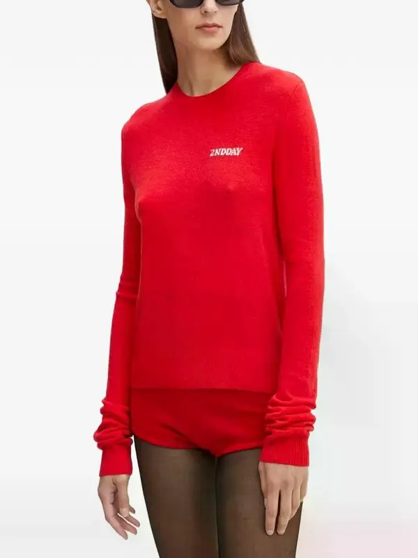 2ND DAY Logo-embroidered Sweater - Red