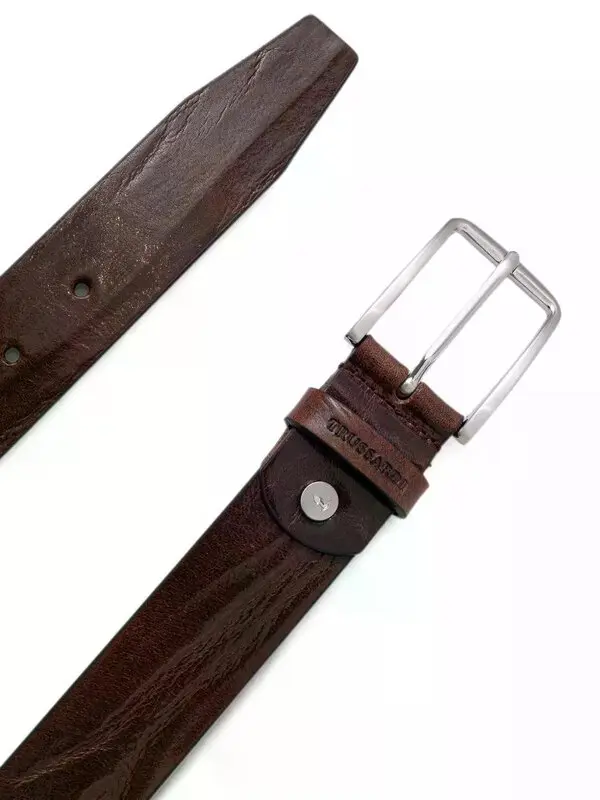 TRUSSARDI Logo-engraved Buckle-fastening Belt - Brown