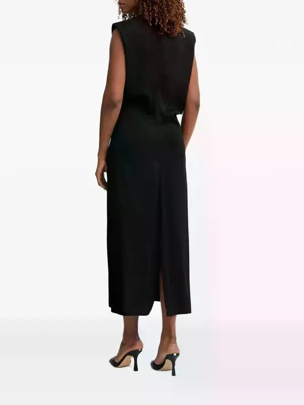 TRUSSARDI V-neck Midi Dress With Padded Shoulders