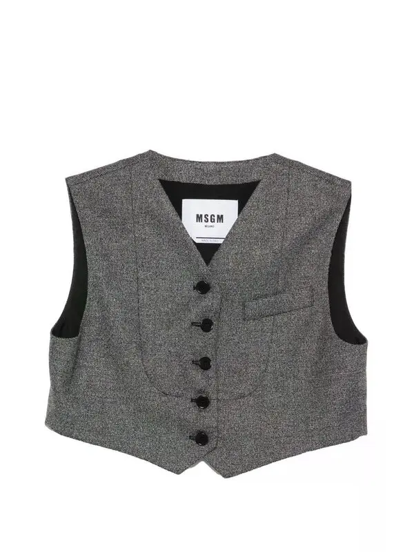 MSGM Cropped Button-up Waistcoat - Grey