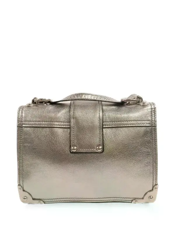 Prada Cahier Metallic Leather Cross Body Bag - Silver