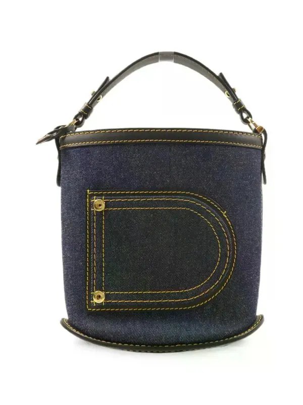 Delvaux Mini Pin Denim Bucket Bag