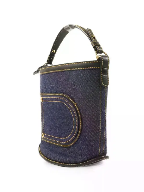 Delvaux Mini Pin Denim Bucket Bag