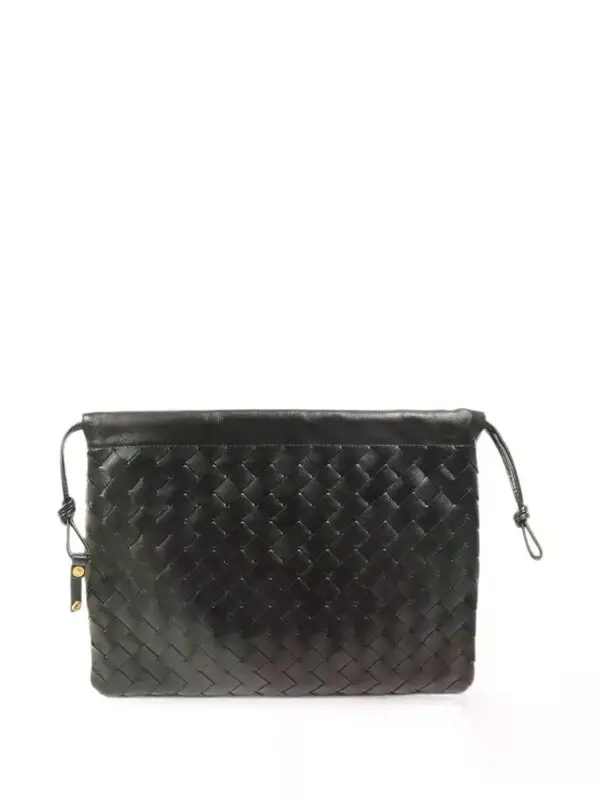Bottega Veneta Intrecciato Drawstring Clutch Bag - Black