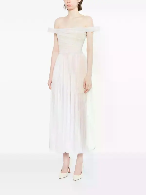 MONTSAND Off-shoulder Pleated Midi Dress