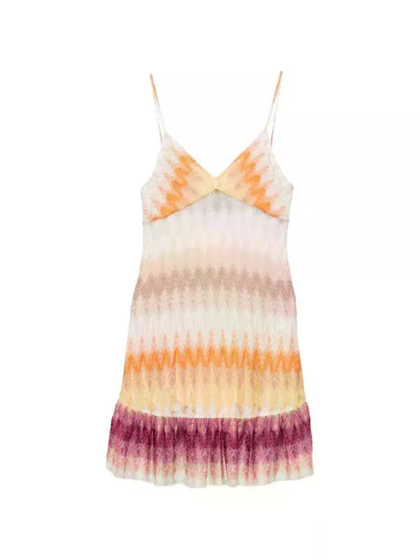Missoni Zigzag-knit Ruffled Mini Dress - Neutrals