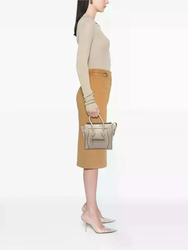 Celine 2011 Micro Leather Luggage Tote Bag - Neutrals