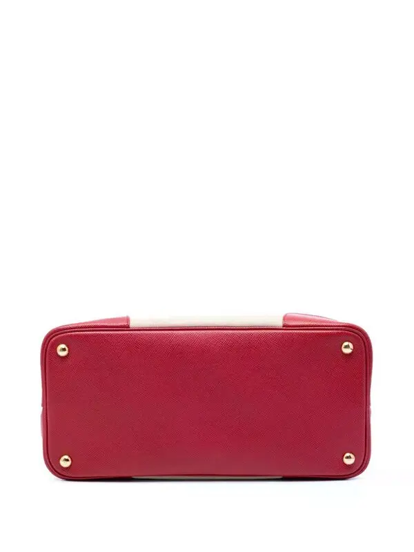 Prada 2010-2026 Large Saffiano Trimmed Canapa Double Satchel