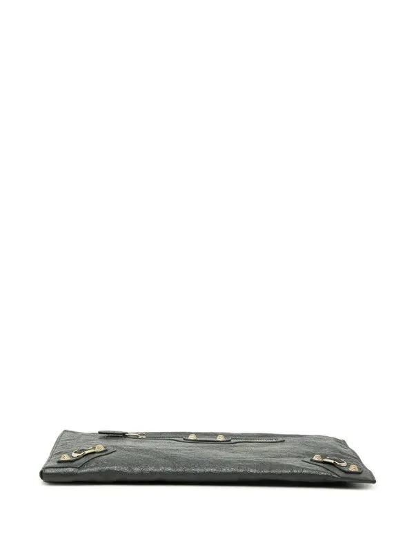 Balenciaga Motocross Giant 12 Zip Around Clutch - Black