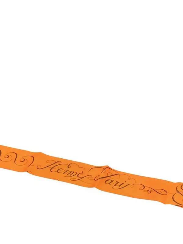 Hermès 1998-2002 Exercices Pour Former La Main Silk Twilly Scarf Scarves - Orange