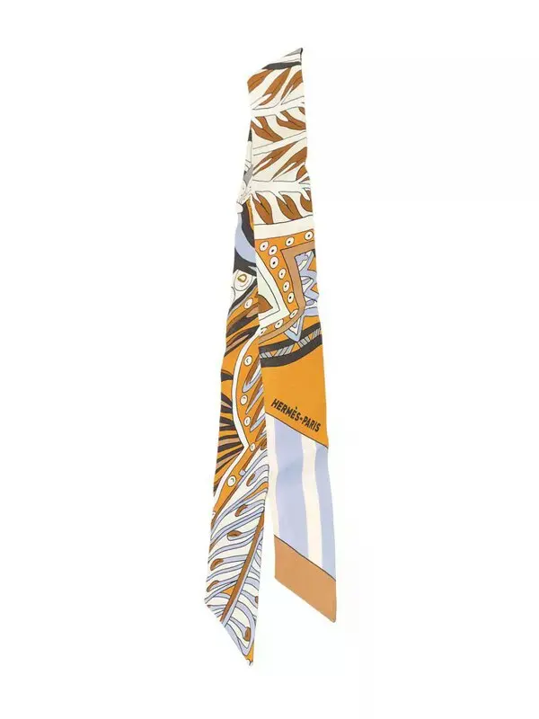 Hermès 2019-2020 Le Jardin De La Maharani Silk Twilly Scarf Scarves - White
