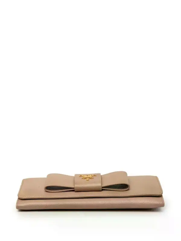 Prada 2010-2026 Saffiano Bow Continental Wallet Long Wallets