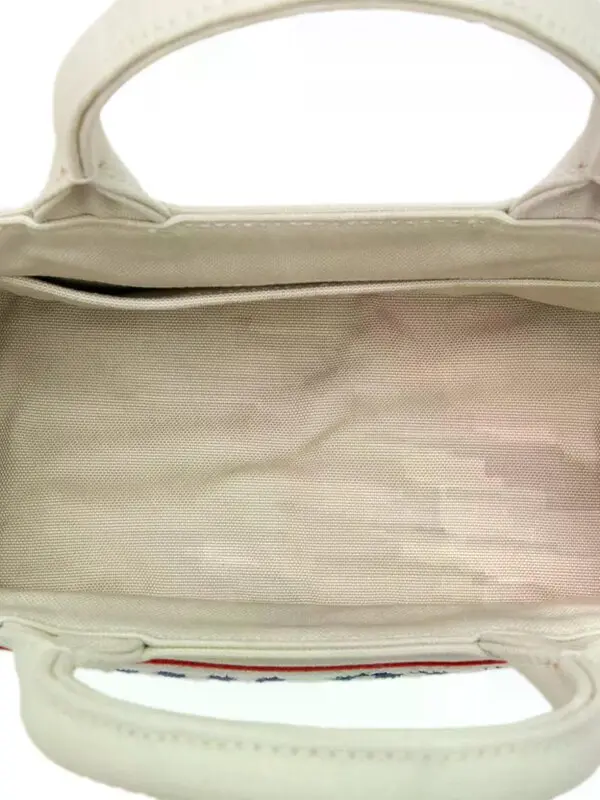 Miu Miu Cotton Trimmed Embroidered Canvas Convertible Tote Satchel - White