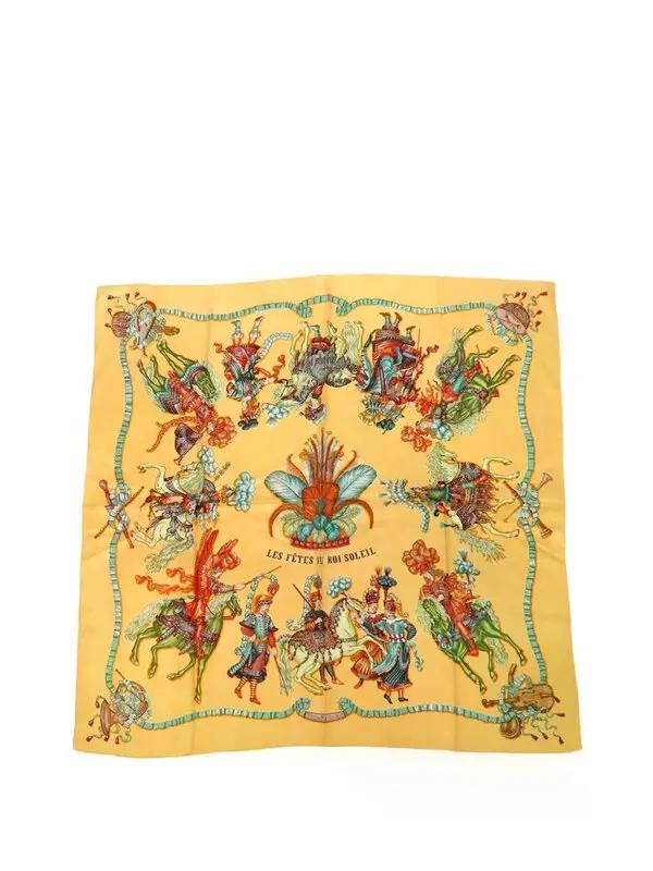 Hermès 1980-2010 Les Fetes Du Roi Soleil Silk Scarf 90 Scarves - Yellow