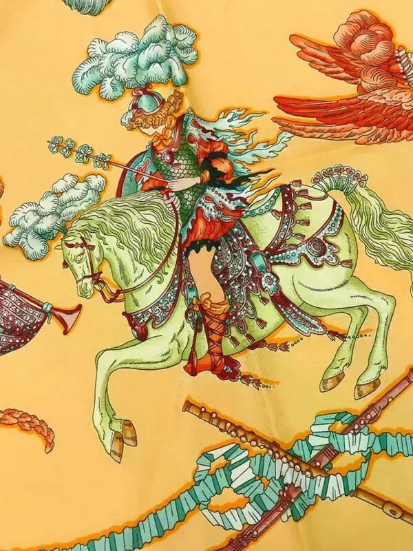 Hermès 1980-2010 Les Fetes Du Roi Soleil Silk Scarf 90 Scarves - Yellow
