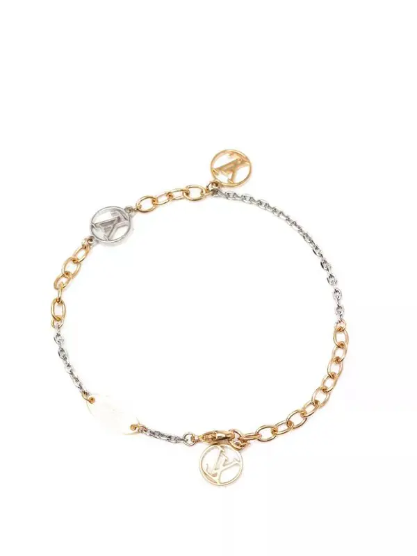 LOUIS VUITTON 2015 Plated And Silver Plated Logomania Bracelet Costume Bracelet - Gold