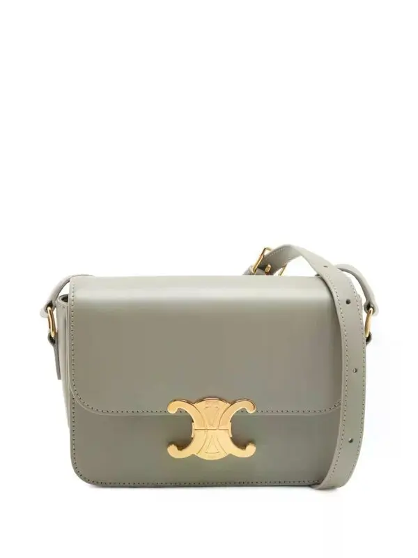 Celine 2018-2026 Teen Shiny Calfskin Triomphe Crossbody Bag - Grey