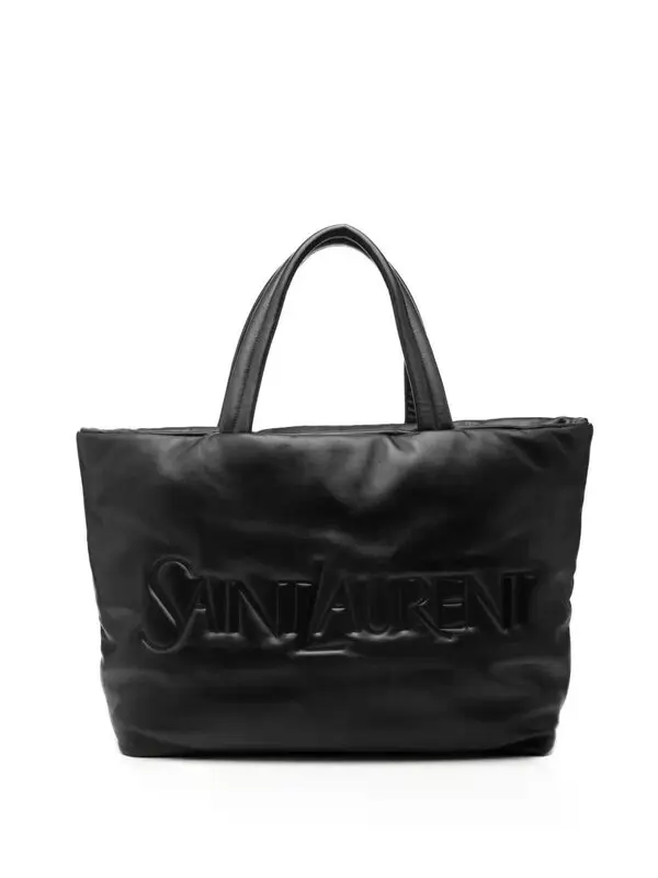 Saint Laurent 2024 Lambskin Wide Puffer Tote Bag