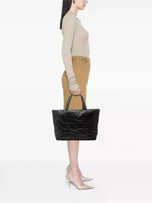 Saint Laurent 2024 Lambskin Wide Puffer Tote Bag