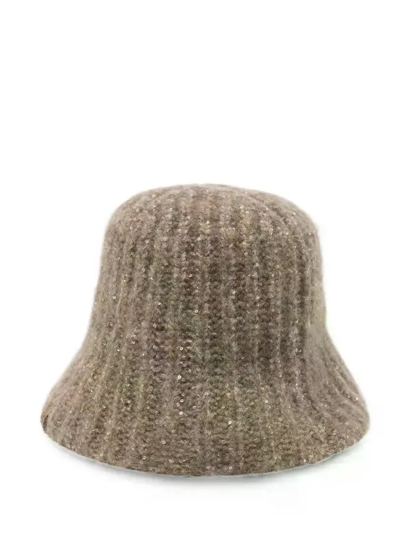 Brunello Cucinelli Sequin-embellished Ribbed-knit Bucket Hat