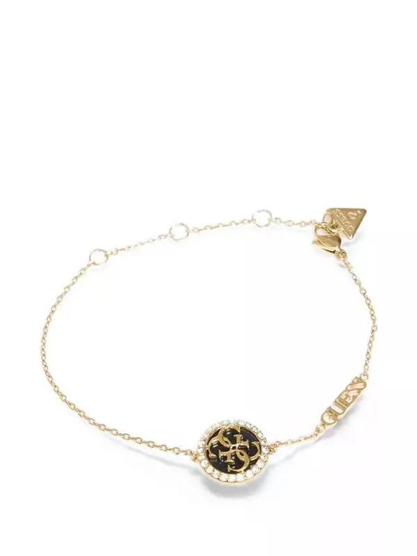 Guess Crystal-embellished Logo-plaque Bracelet - Gold