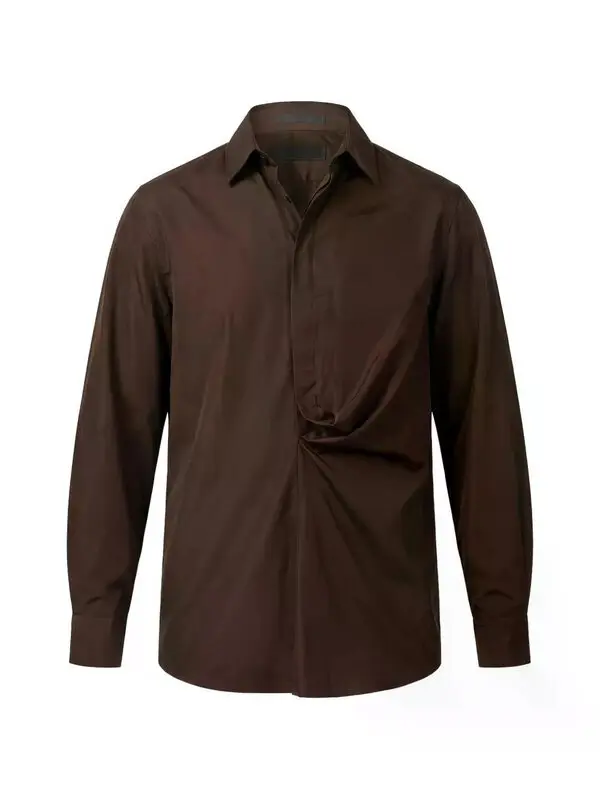 Valentino Garavani Twisted-detail Long-sleeve Shirt - Brown