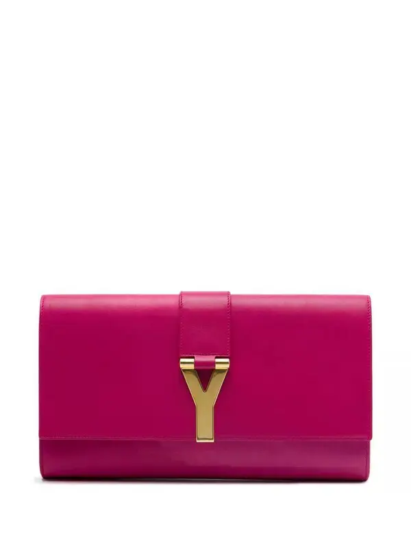 Saint Laurent 2020 Leather Chyc Ligne Clutch Bag - Pink
