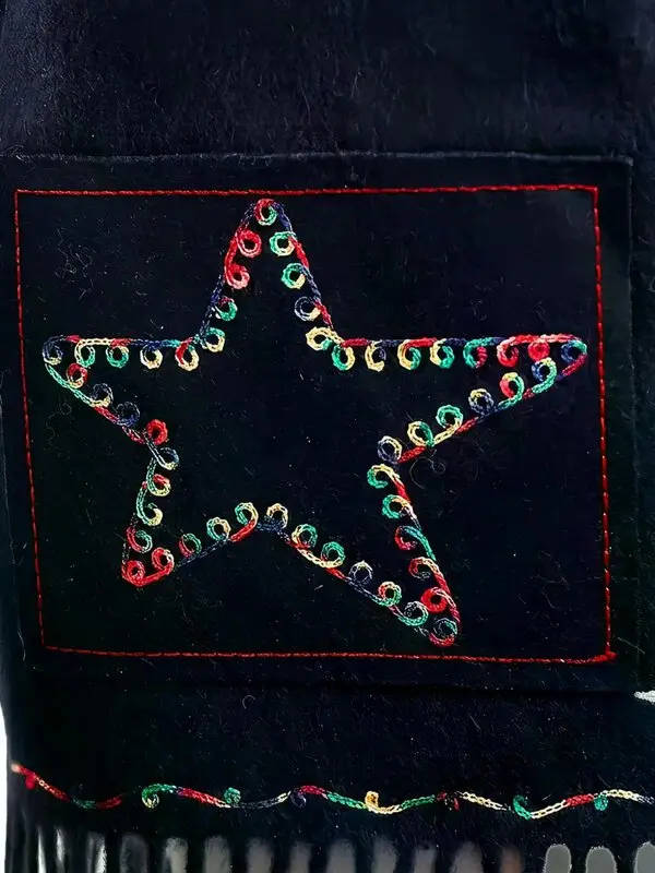 Valentino Garavani Star-embroidered Fringed Scarf - Blue