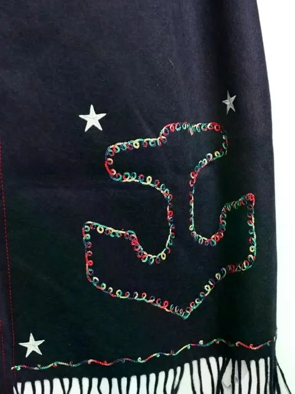 Valentino Garavani Star-embroidered Fringed Scarf