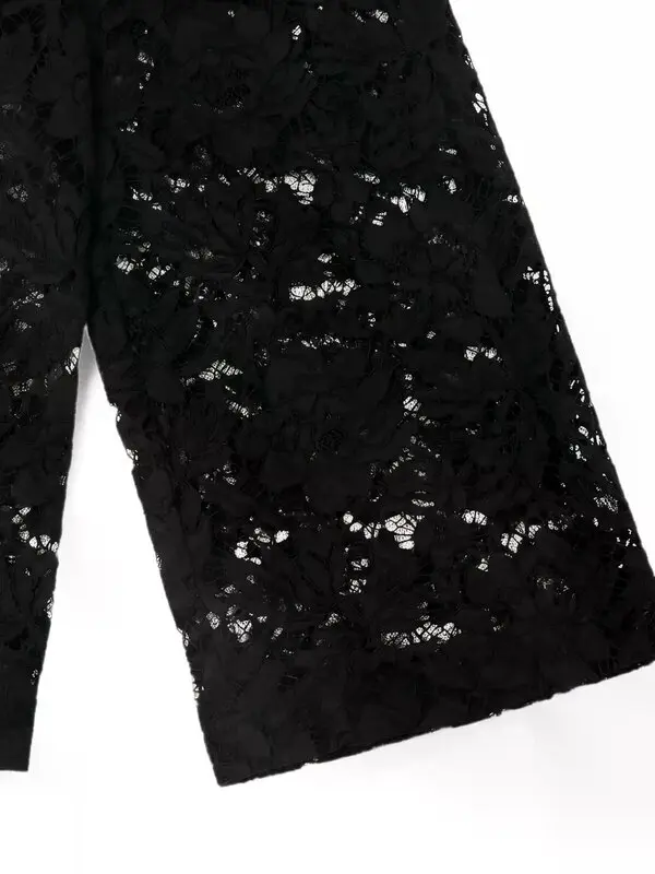 Valentino Garavani Wide-leg Floral Lace Trousers - Black