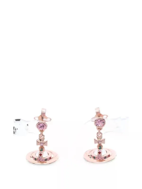 VIVIENNE WESTWOOD Rose Gold-tone Rhinestone Embellishment Orb Pendant Drop Earrings - Pink