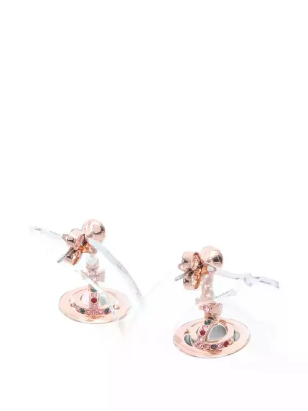 VIVIENNE WESTWOOD Rose Gold-tone Rhinestone Embellishment Orb Pendant Drop Earrings
