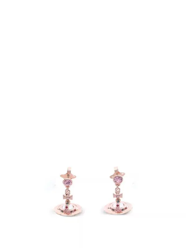 VIVIENNE WESTWOOD Rose Gold-tone Rhinestone Embellishment Orb Pendant Drop Earrings - Pink