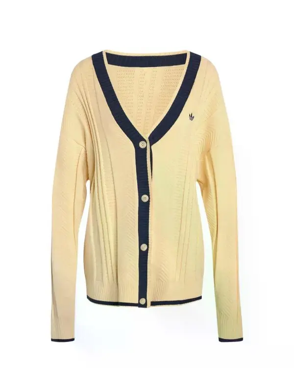 Adidas Chevron-knit Logo-embroidered Cardigan