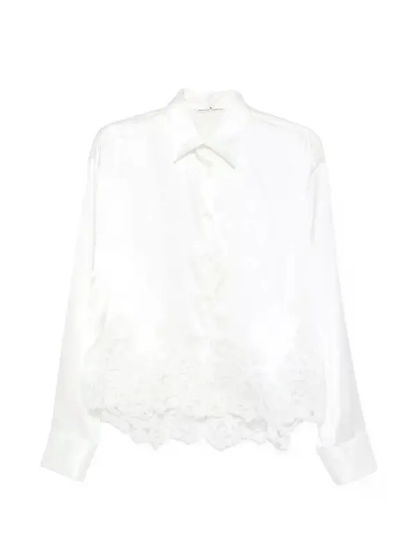 Ermanno Scervino Lace Trimmed Satin Shirt - White