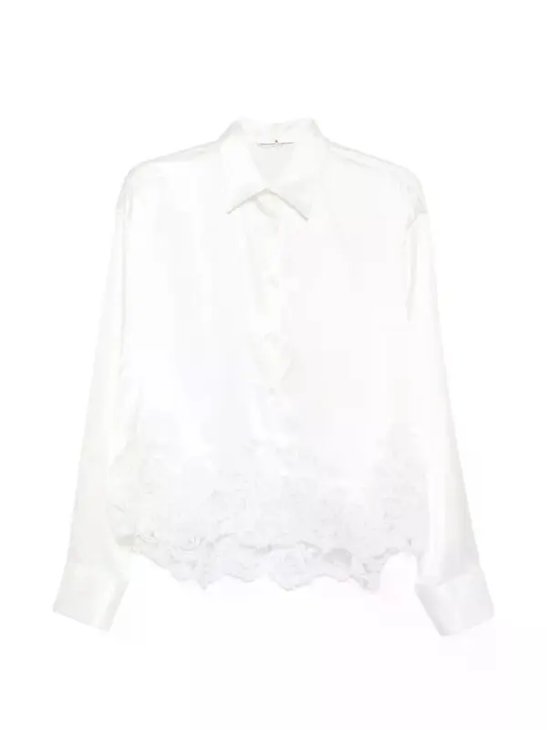 Ermanno Scervino Lace Trimmed Satin Shirt - White