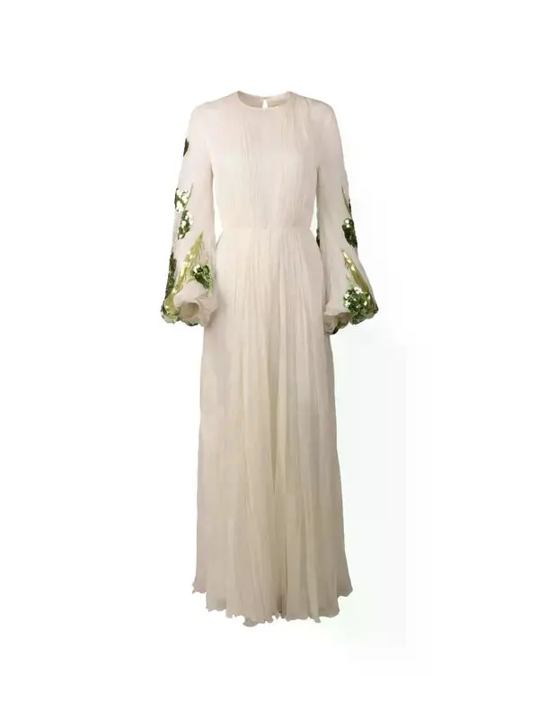 Valentino Garavani Sequin-embellished Pleated Maxi Dress - Neutrals