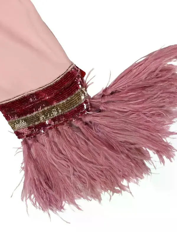 Valentino Garavani Sequin-embellished Feather-trim Mini Dress