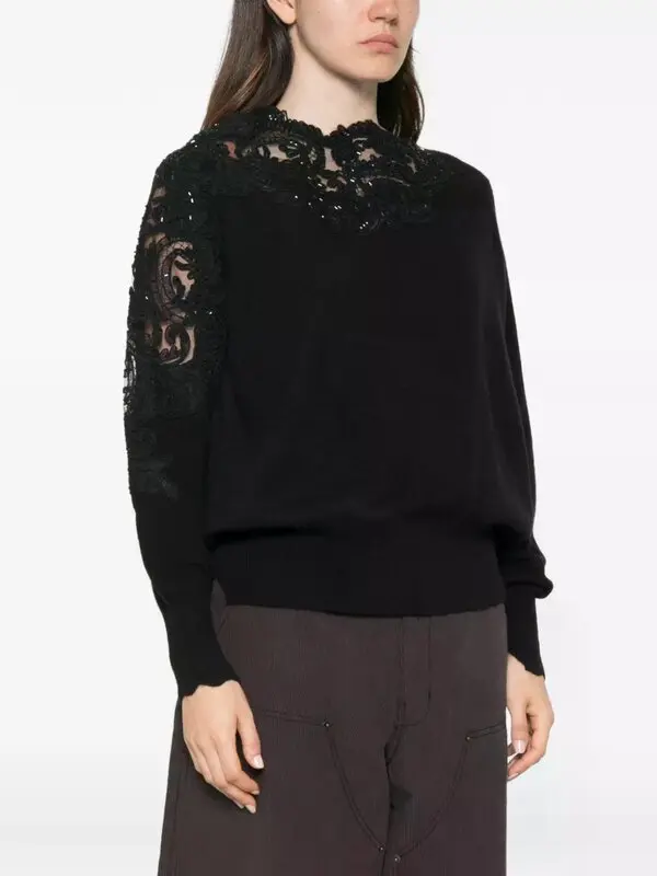 Ermanno Scervino Lace-panel Sequin-embellished Sweater