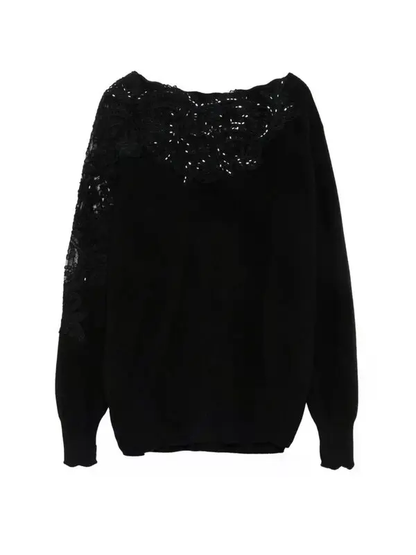 Ermanno Scervino Lace And Sequin Embellished Sweater - Black