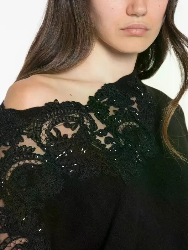 Ermanno Scervino Lace And Sequin Embellished Sweater