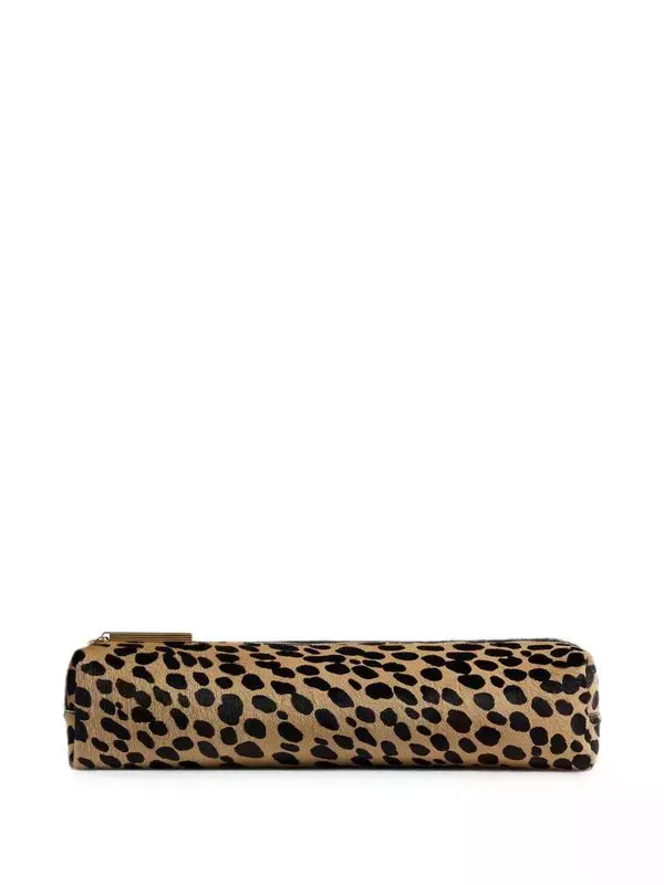Khaite Kye Pencil Case In Heyna-print Haircalf - Brown